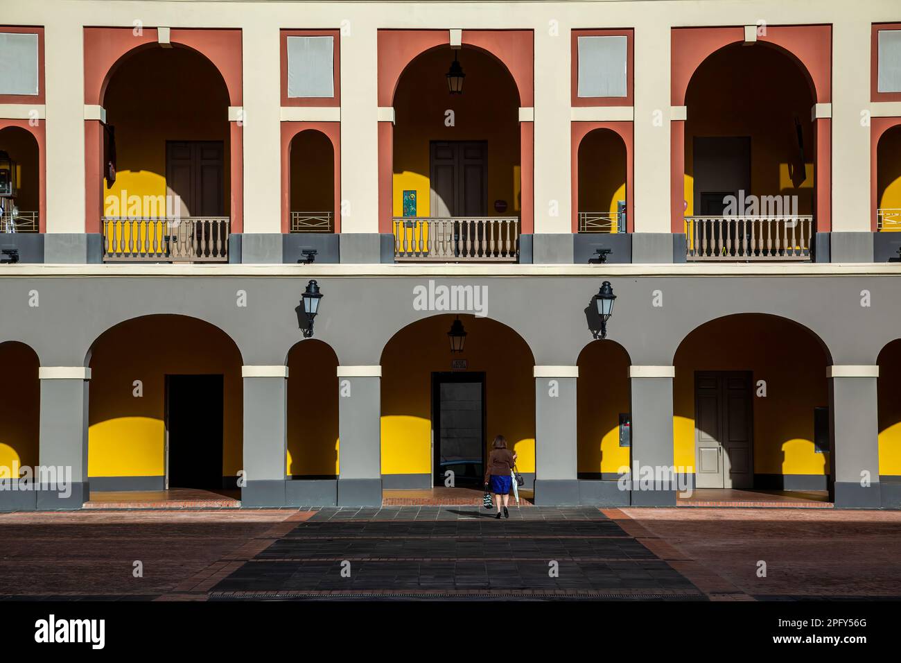 Woman and arches, courtyard, Museum of the Americas (Museo de las ...