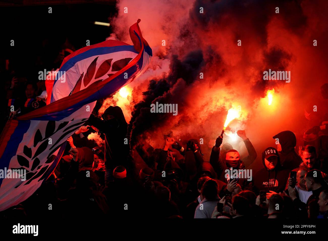 Crystal Palace ultras fans in the stands before the Premier League ...