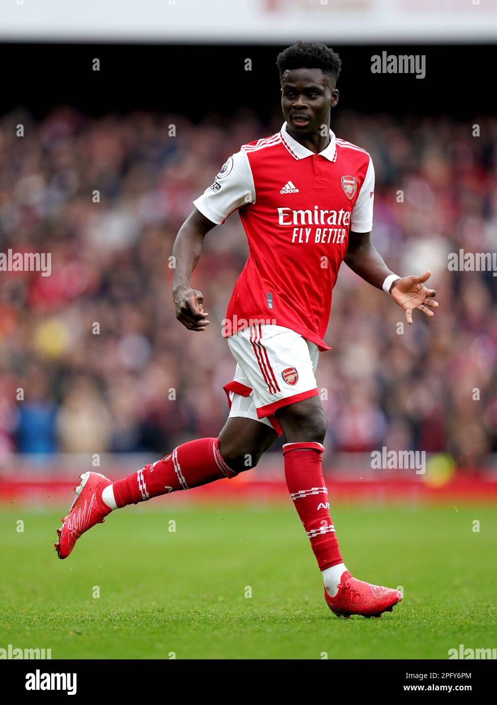 Arsenal's Bukayo Saka during the Premier League match at the Emirates ...