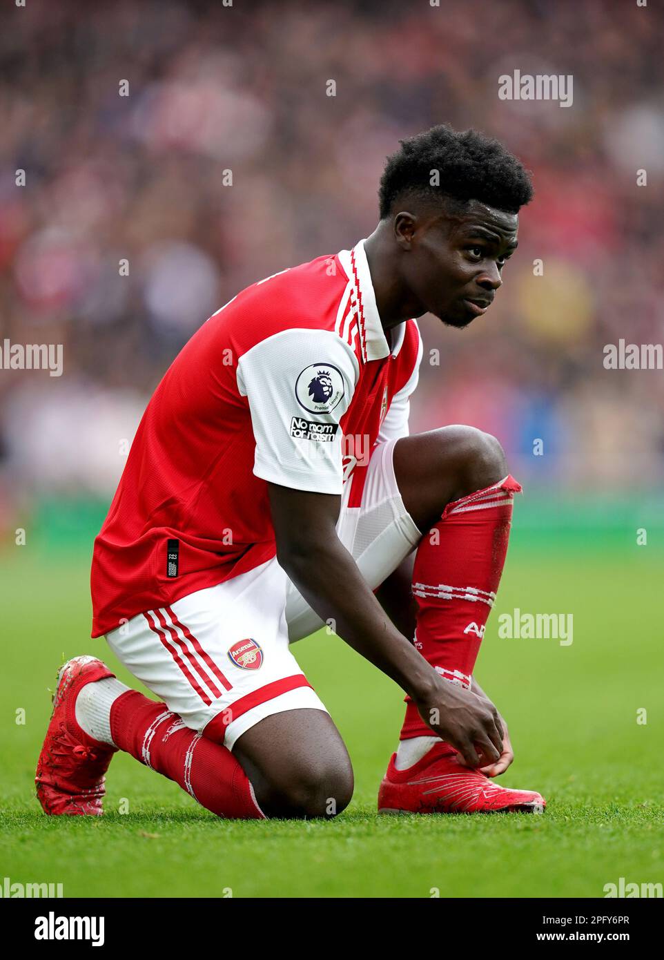 Arsenal's Bukayo Saka during the Premier League match at the Emirates ...