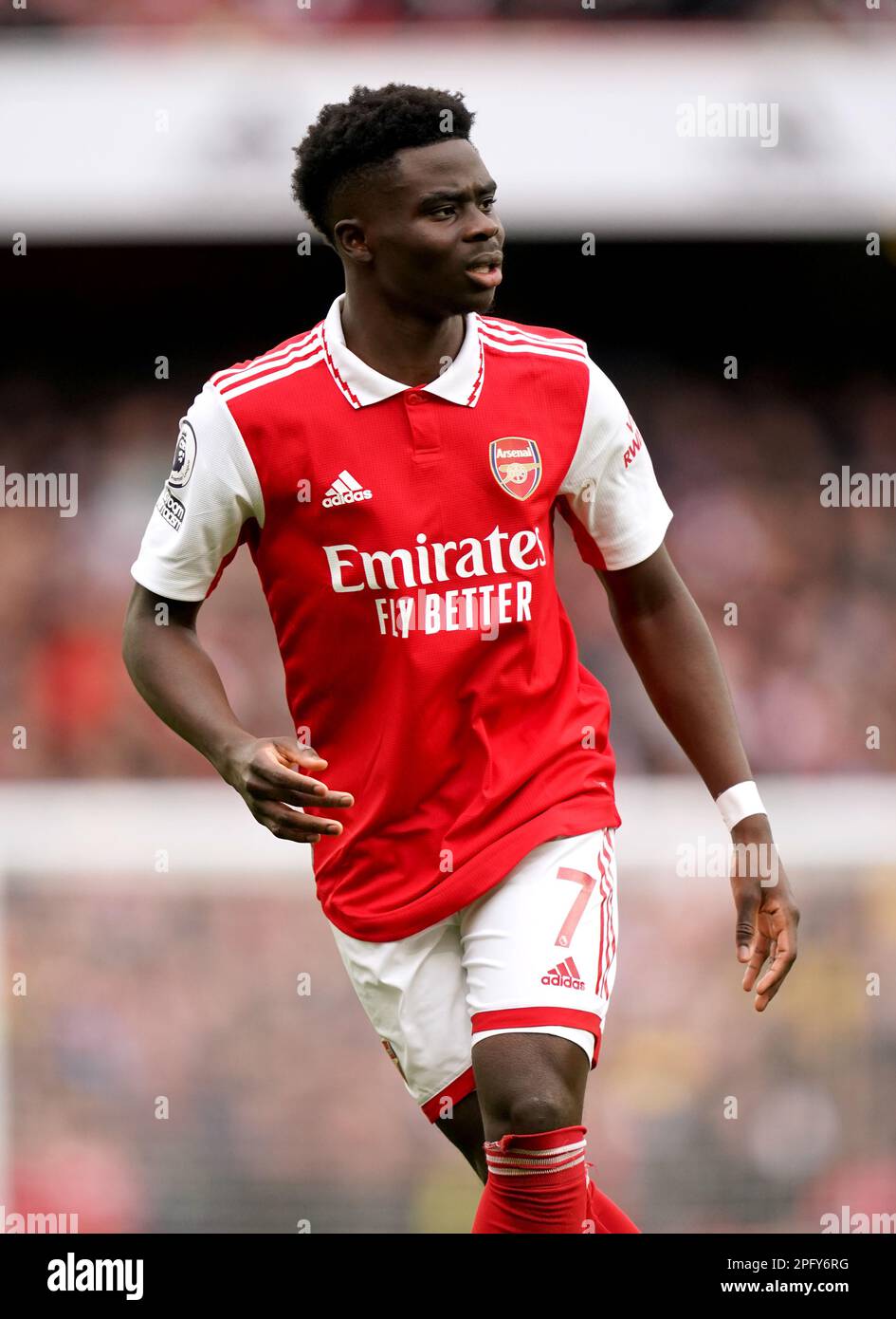Arsenal's Bukayo Saka during the Premier League match at the Emirates ...