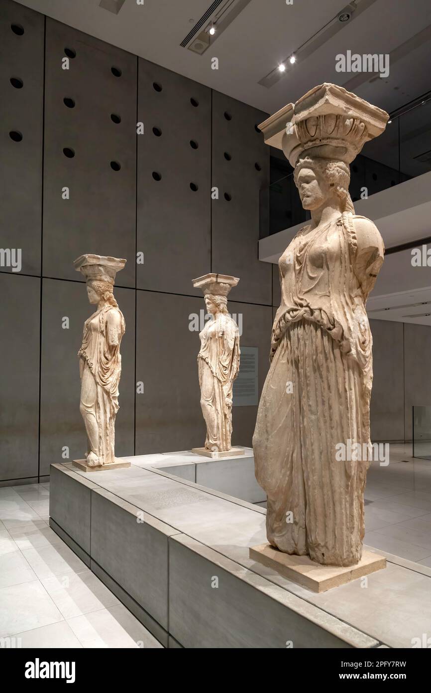 Caryatids - Karyatides, three of the original statues from the ...