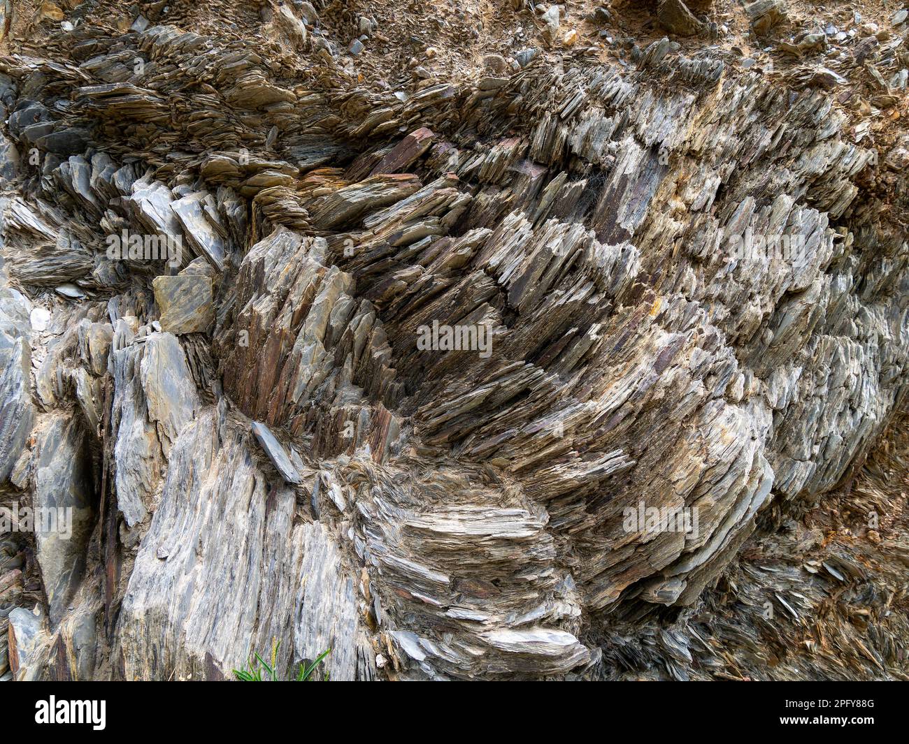 Sedimentary rock layers, earth or rock surface texture with corrosion ...