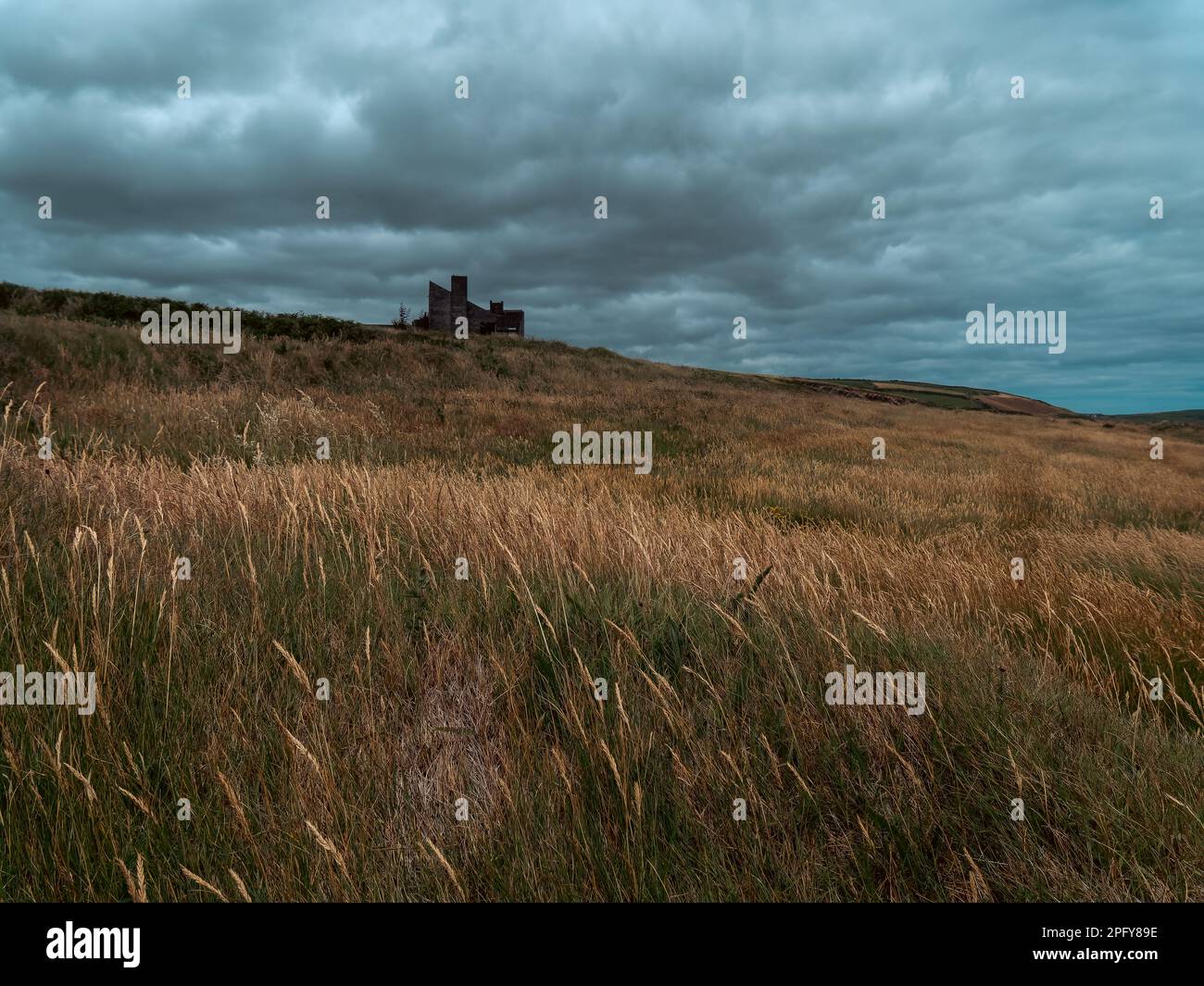 A building, beautiful dramatic sky. The harsh nature of Northern Europe ...