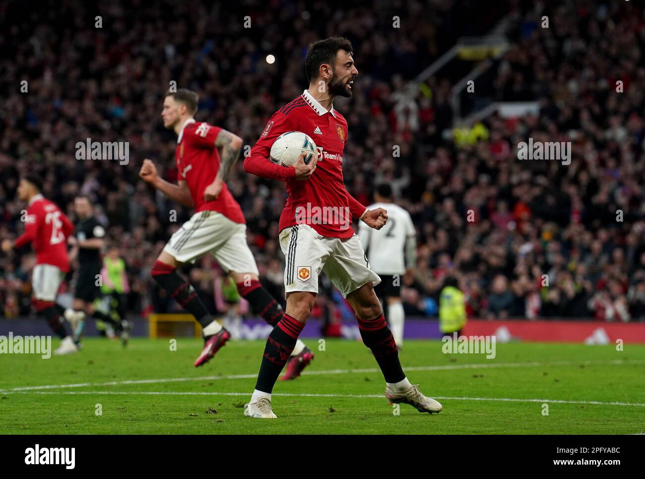 Manchester United's Bruno Fernandes celebrates scoring their side's ...