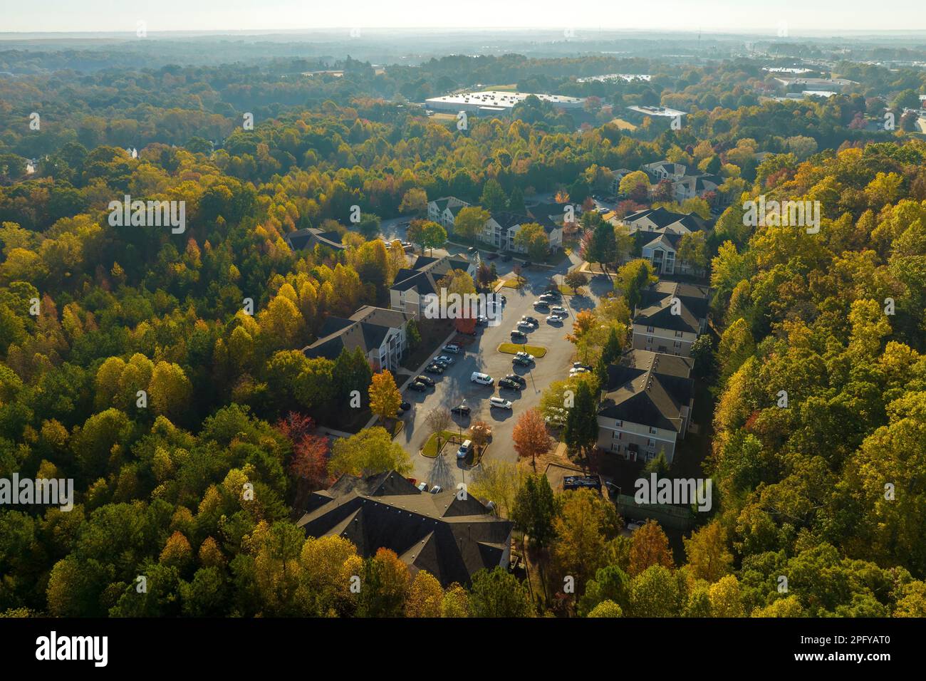 Aerial view of american apartment buildings in South Carolina ...