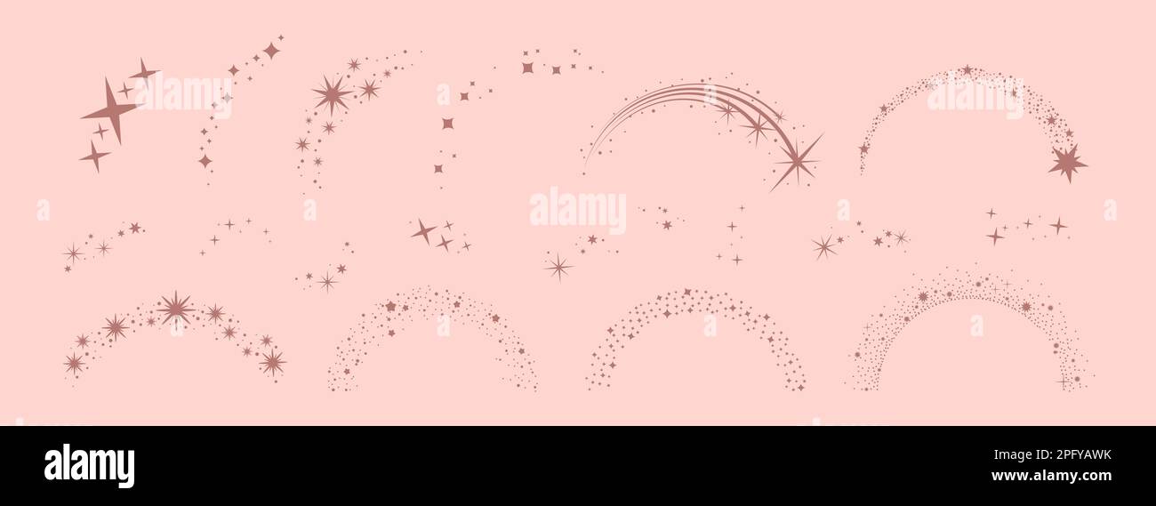 Stars arch, star compositions graphic art. Shiny elements, starry and ...