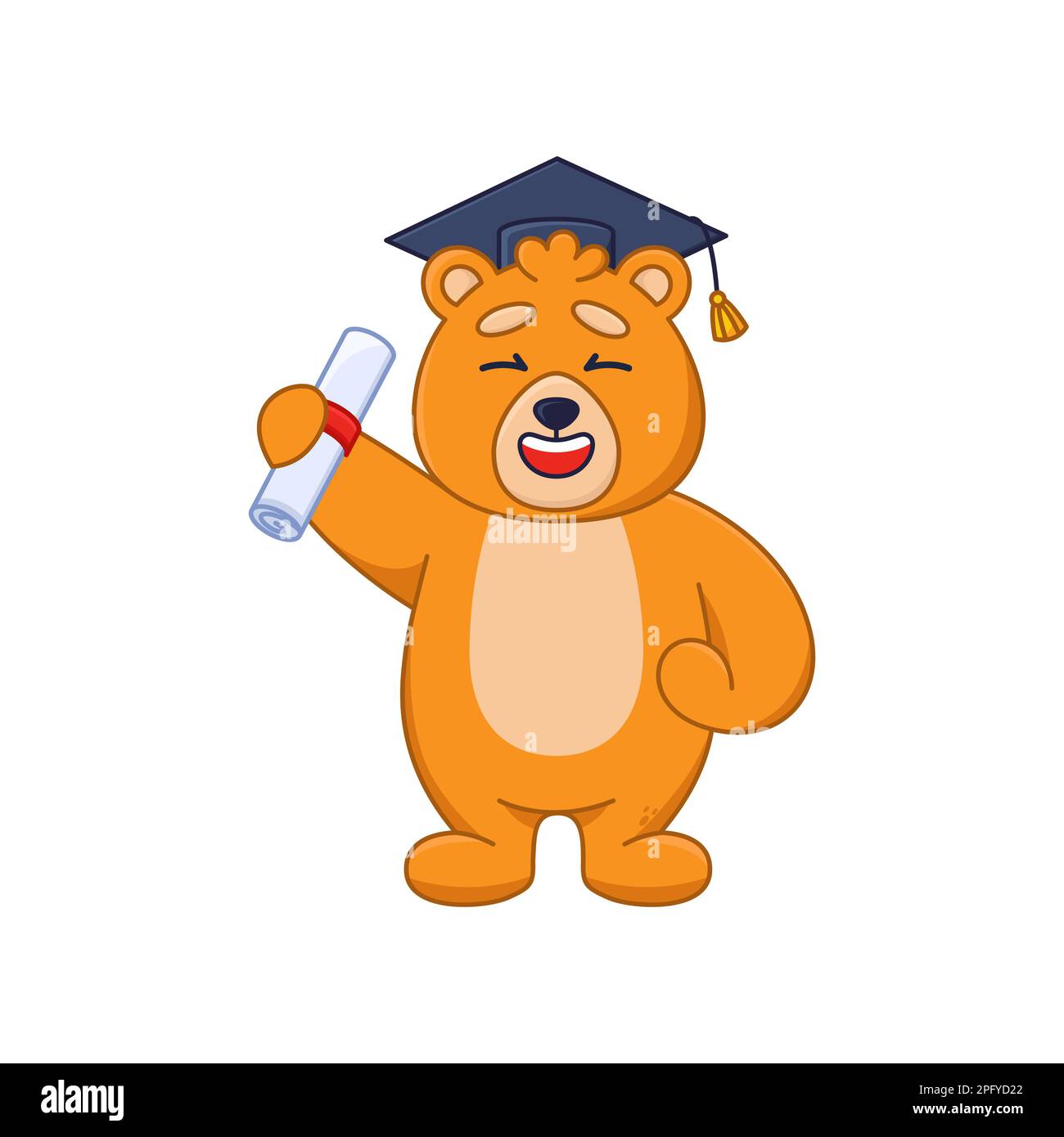 Happy bear cartoon character graduating from university sticker Stock ...