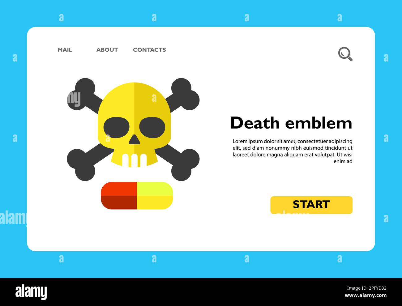 Vector icon of death emblem with narcotic drug pill Stock Vector Image ...