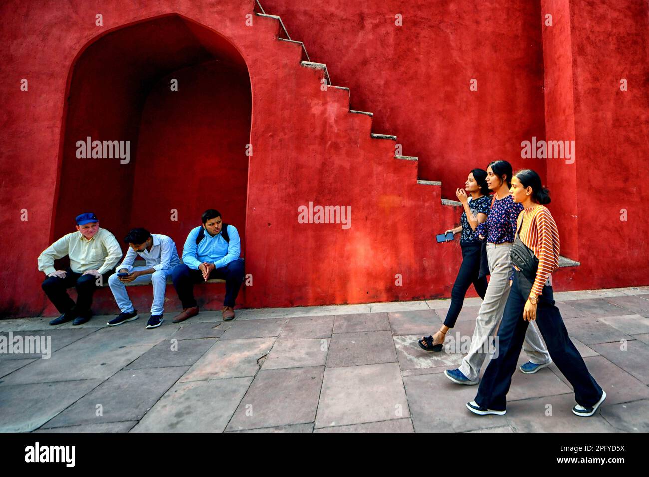 New Delhi, Uttar Pradesh, India. 27th Feb, 2023. Visitors walk in front ...