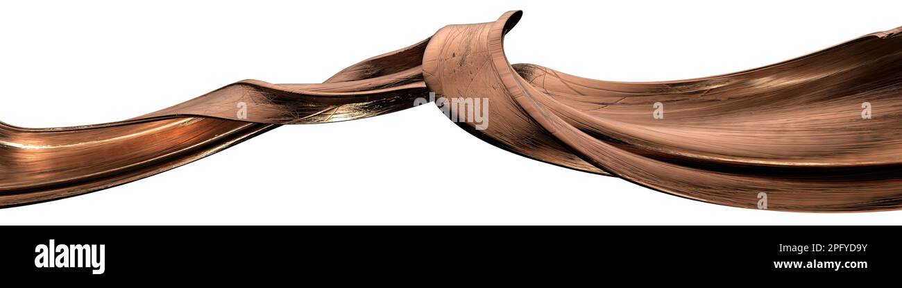 Bronze fabric-like soft metal curve isolated abstract dramatic modern ...