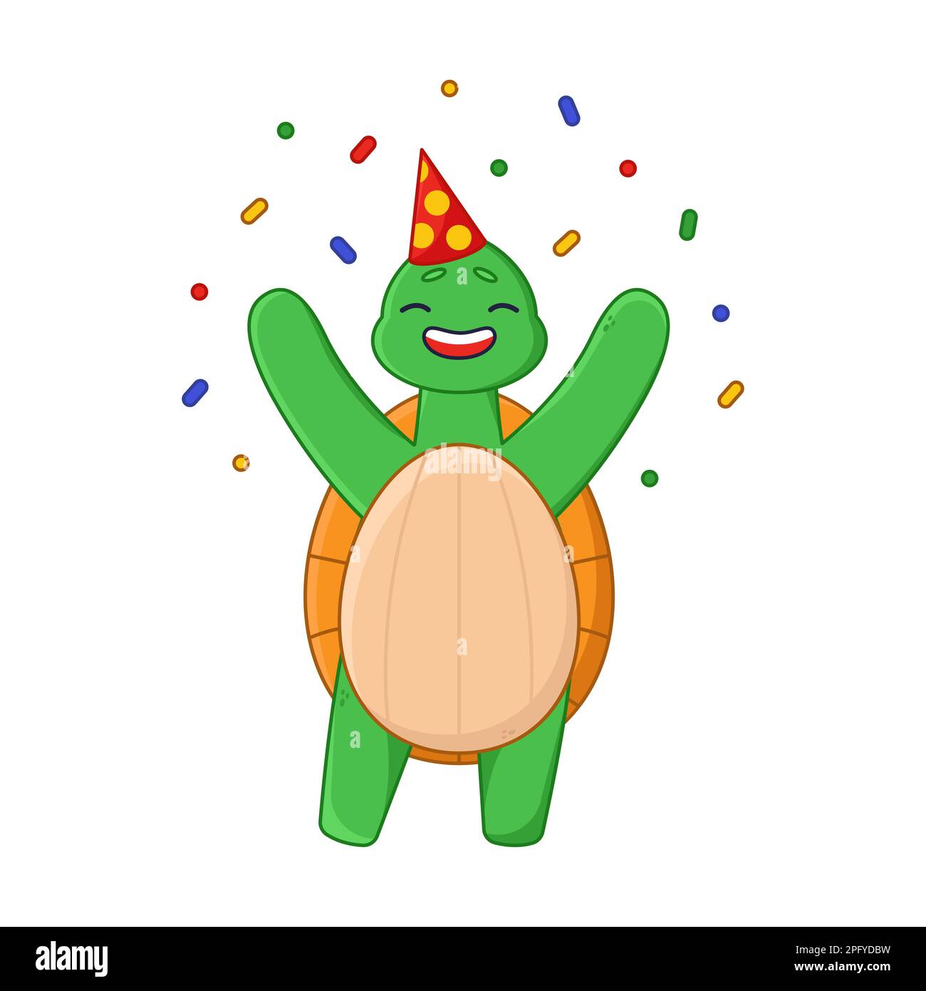 Happy turtle cartoon character in party hat sticker Stock Vector Image ...
