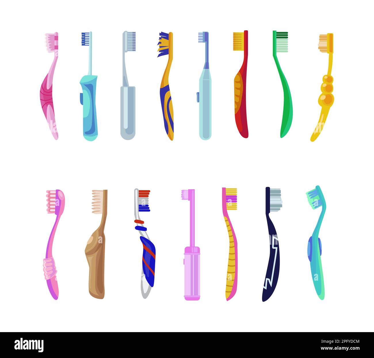 Colorful toothbrushes cartoon illustration set Stock Vector Image & Art ...