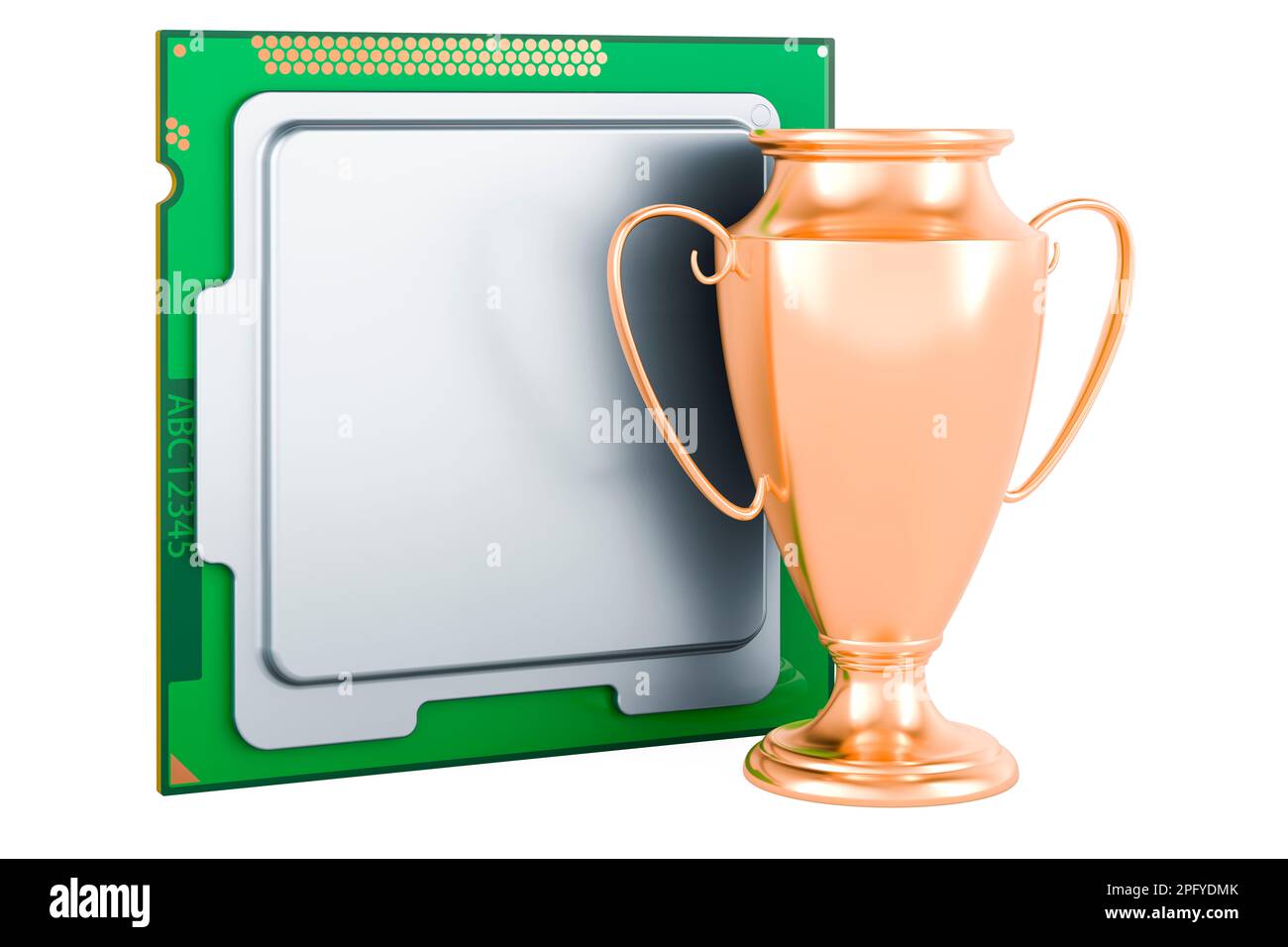 CPU with gold reward cup, 3D rendering isolated on white background Stock Photo - Alamy