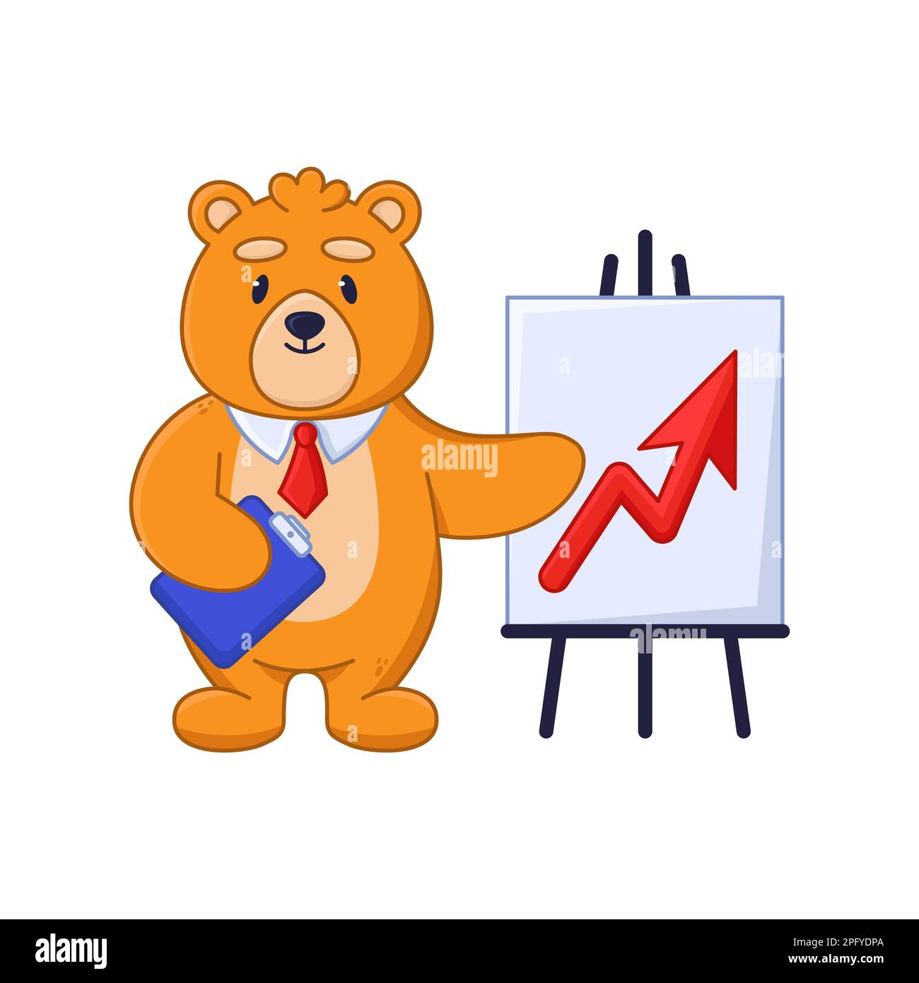Cute bear cartoon character giving business presentation sticker Stock ...