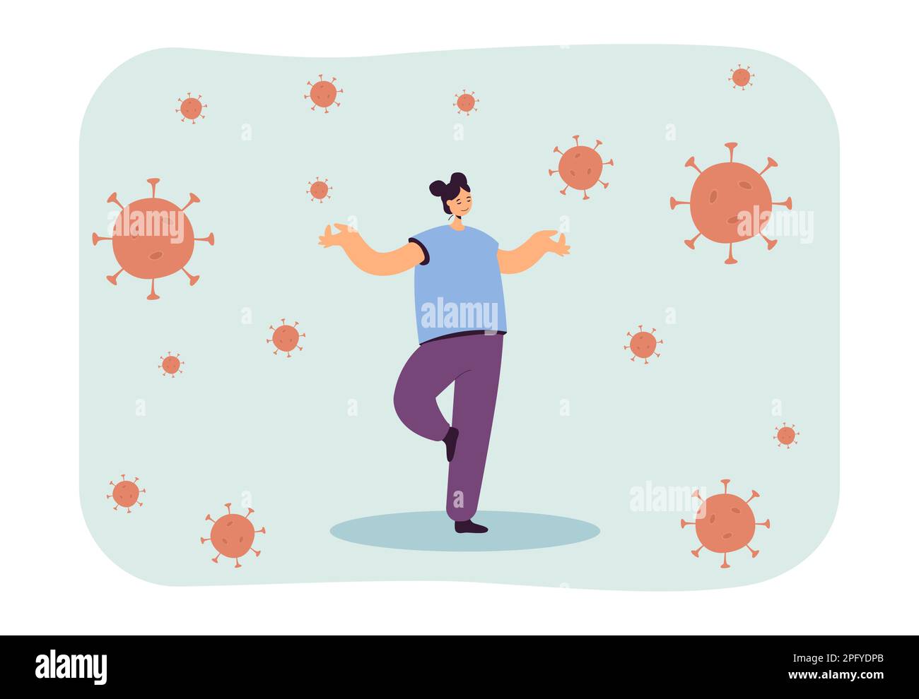 Girl staying in tree pose surrounding by germs Stock Vector Image & Art ...