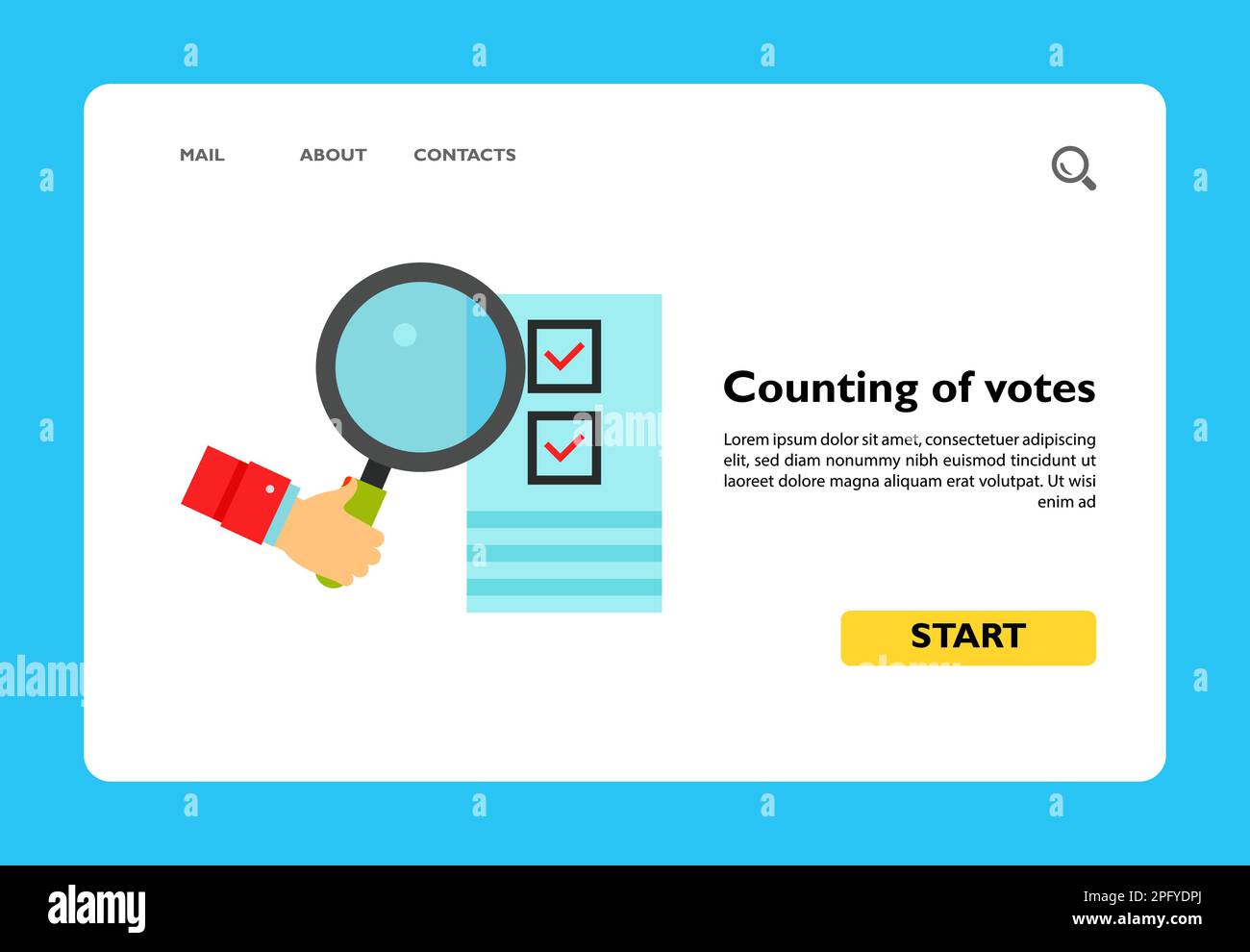 Hand holding magnifying glass for ballot paper to count votes Stock ...