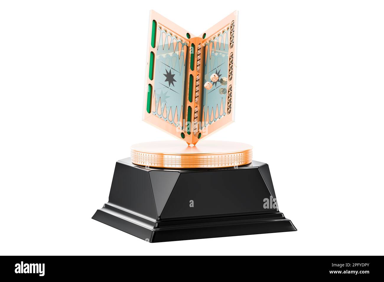 Backgammon, board game, golden award concept. 3D rendering isolated on ...