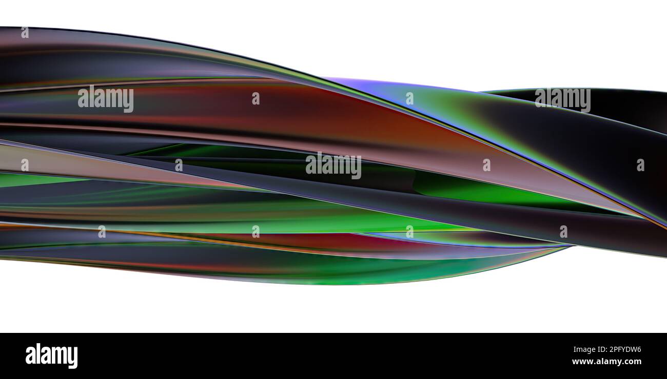 metallic iridescent thin metal isolated flowing band abstract dramatic ...