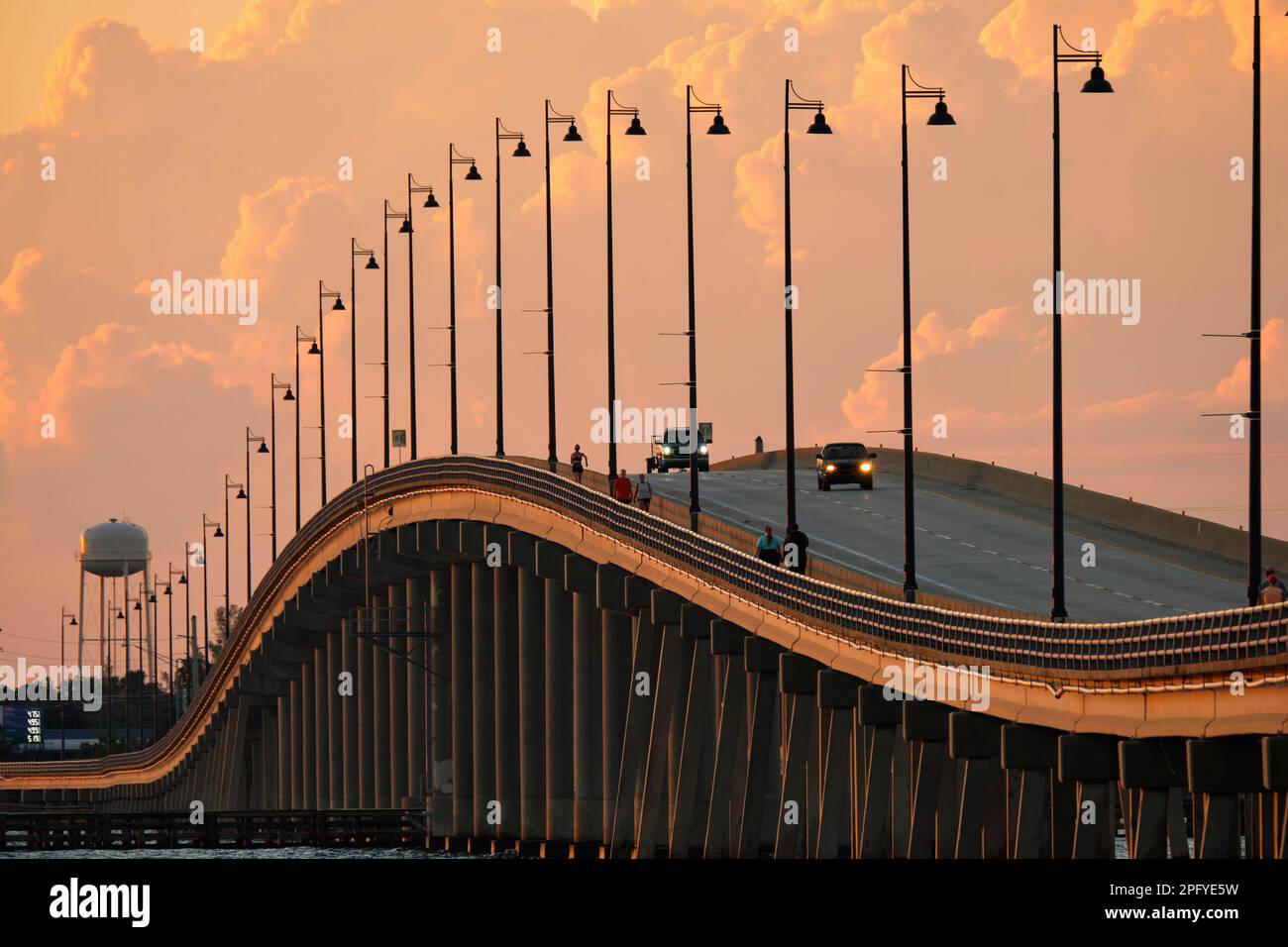 Barron Collier Bridge and Gilchrist Bridge in Florida with moving ...