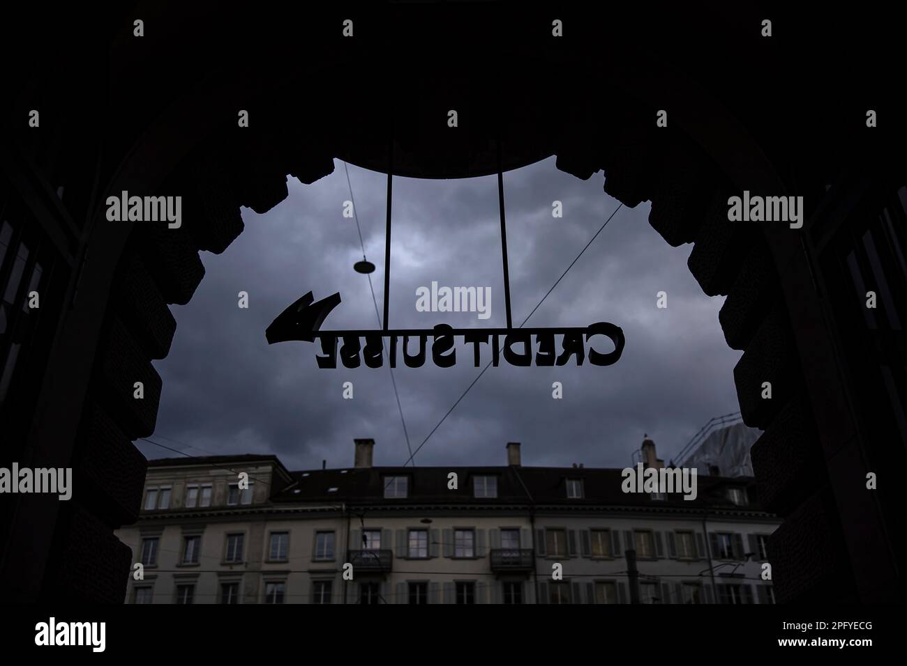 The logo of the Swiss bank Credit Suisse is seen at the banks ...