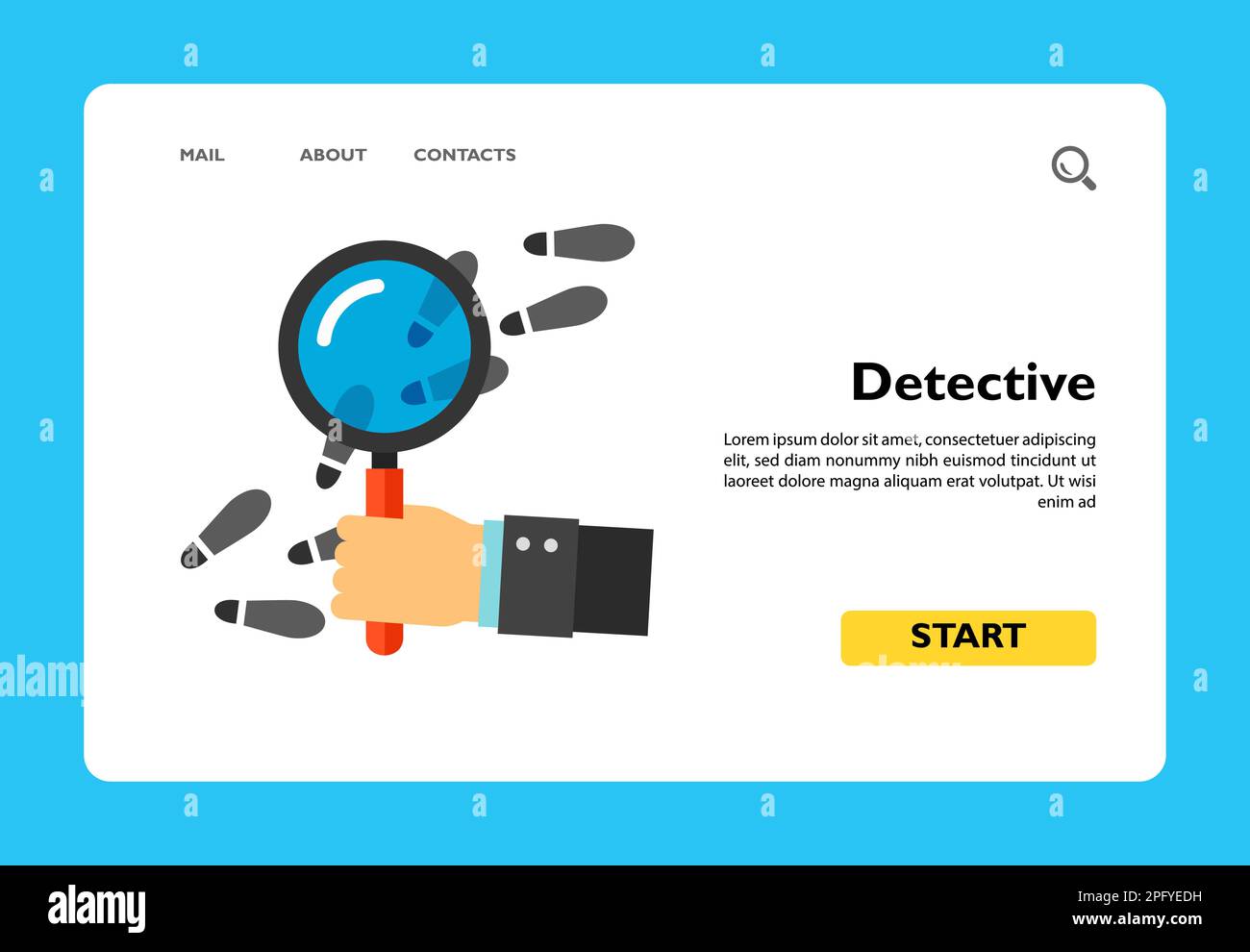 Icon of detectives hand using magnifying glass to inspect footsteps ...