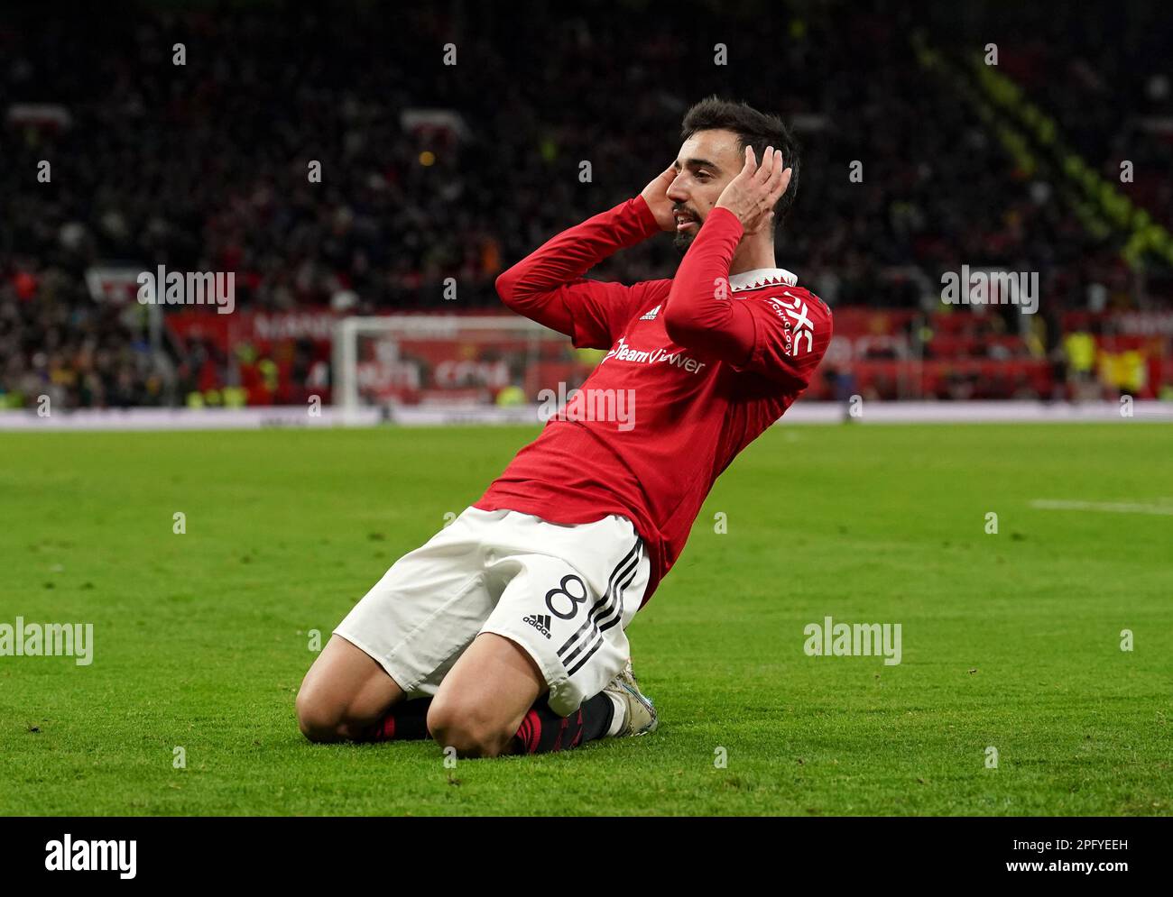 Manchester United's Bruno Fernandes celebrates scoring their side's ...