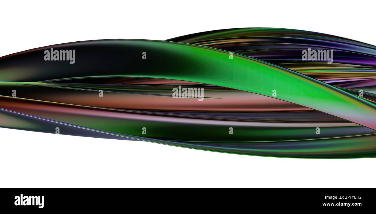 metallic iridescent isolated organic dynamic curvy line abstract ...