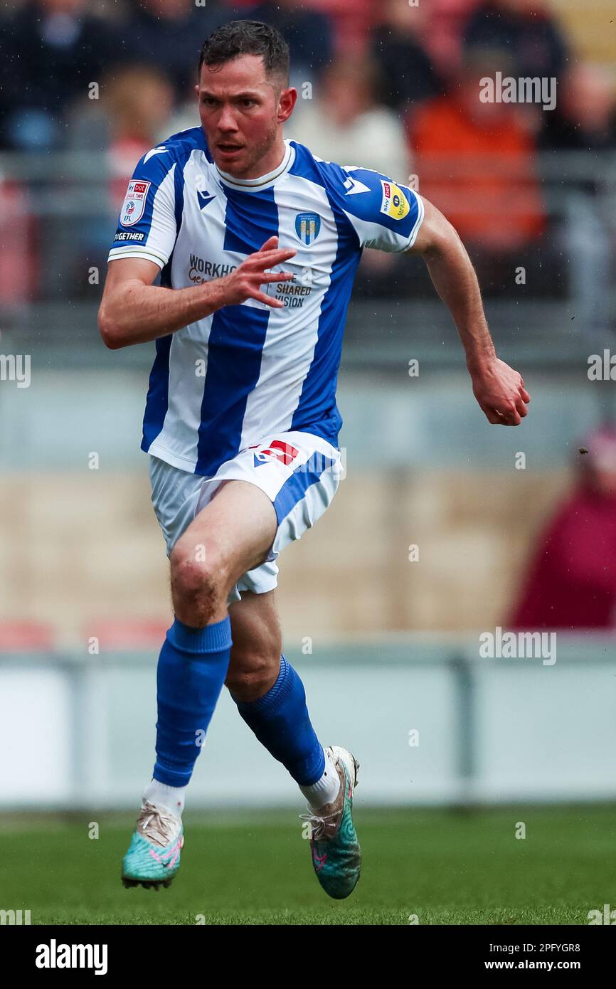Colchester United's Tom Hopper in action during the Sky Bet League Two ...