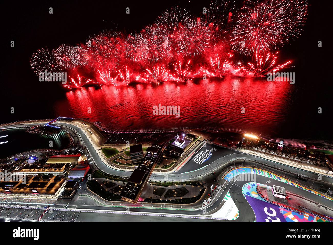 Jeddah, Saudi Arabia. 19th Mar, 2023. Circuit atmosphere - fireworks at ...