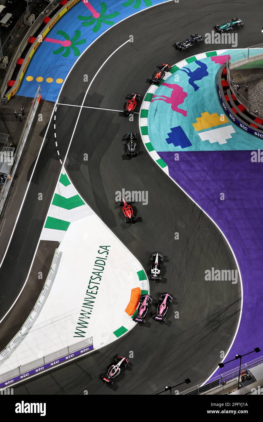 Jeddah, Saudi Arabia. 19th Mar, 2023. Fernando Alonso (ESP) Aston Martin F1 Team AMR23 leads the ...