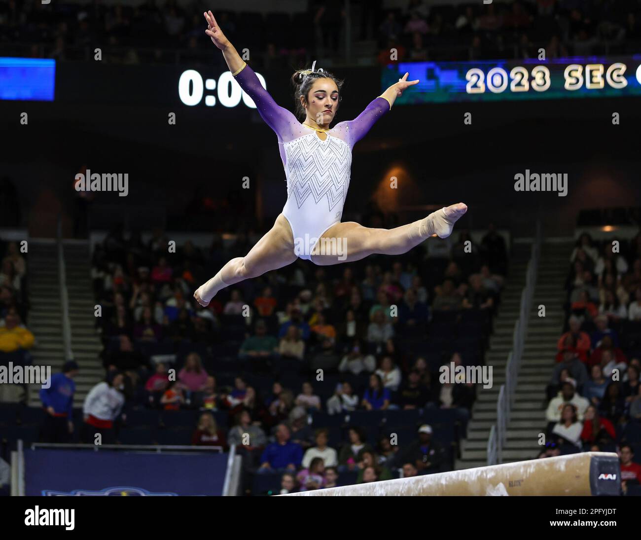 March 18, 2023: LSU's Elena Arenas competes on the balance beam during ...