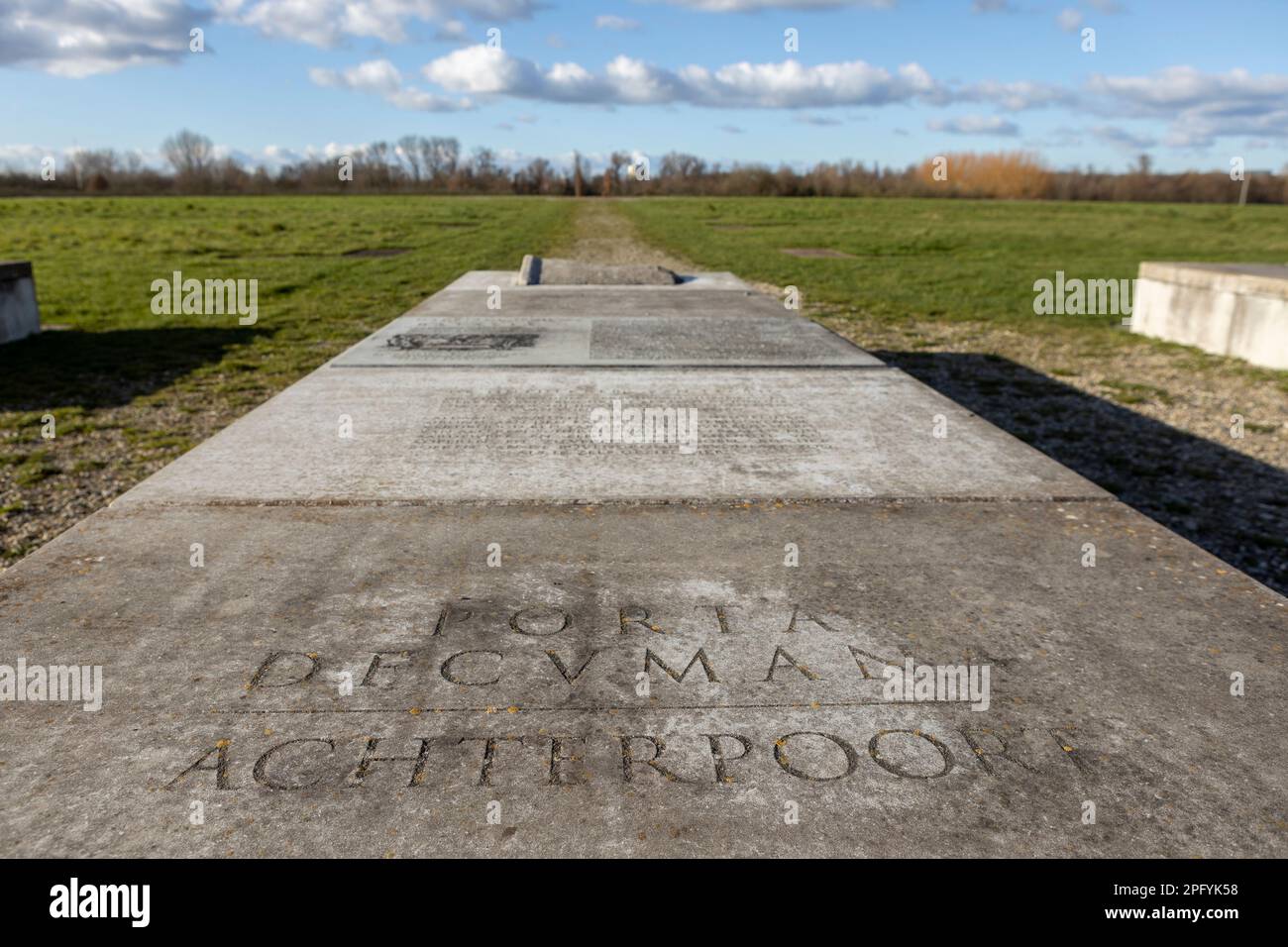 Inscription and graphic illustration with demarcation of historic Roman ...