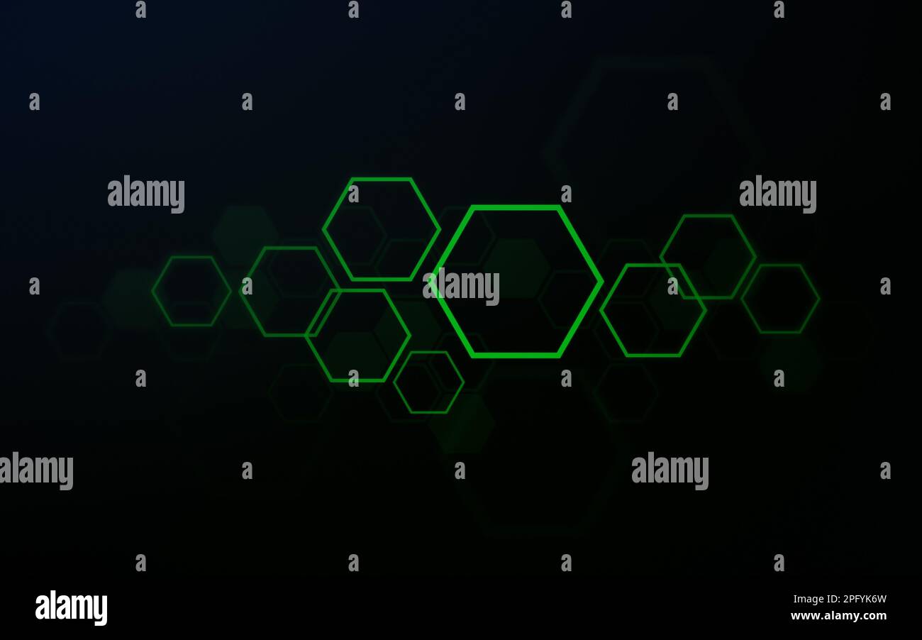 Layered green hexagon patterns, beehive honeycomb design on blurry dark ...