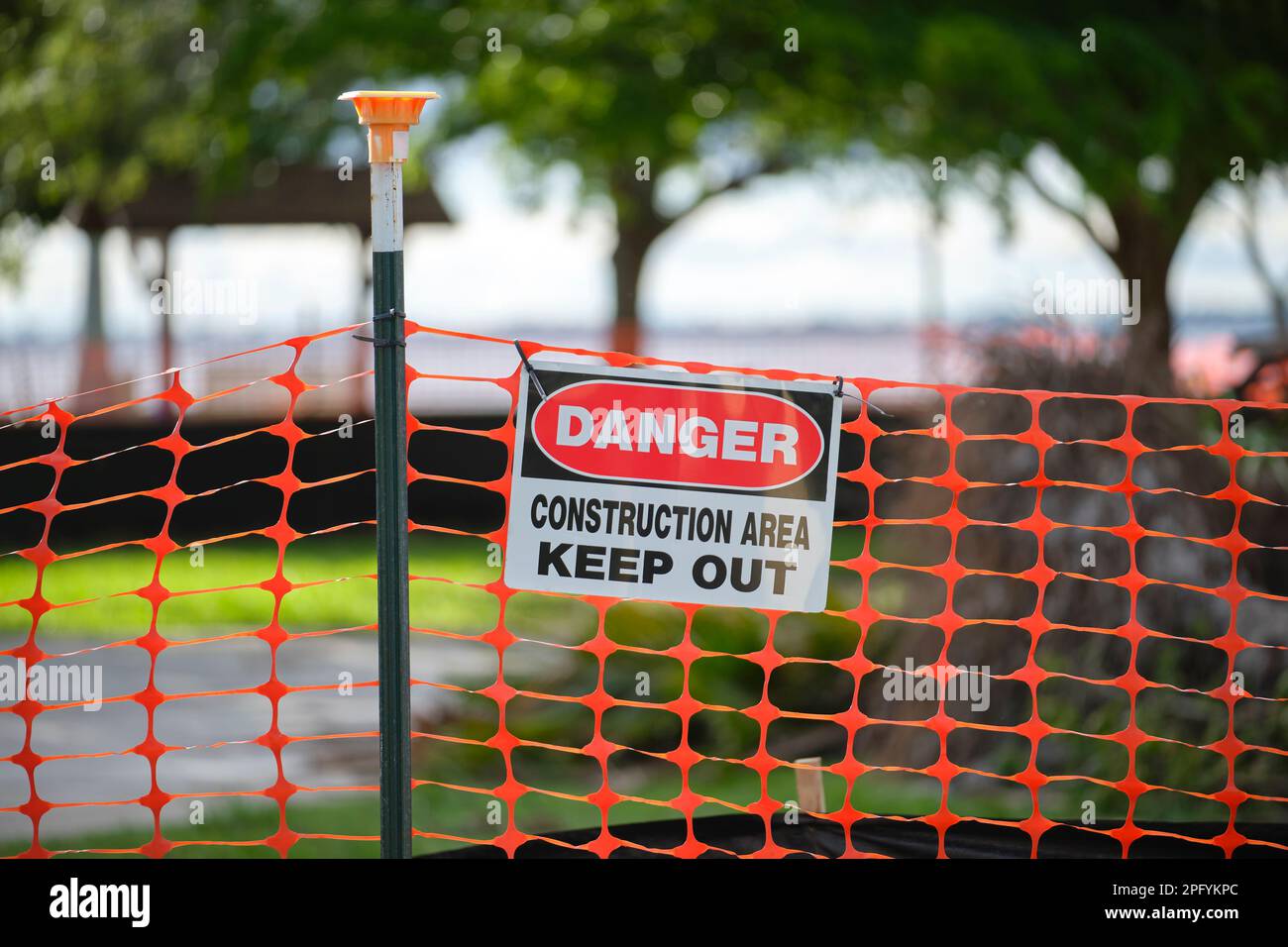 Protective barrier at construction site for safety restriction Stock ...