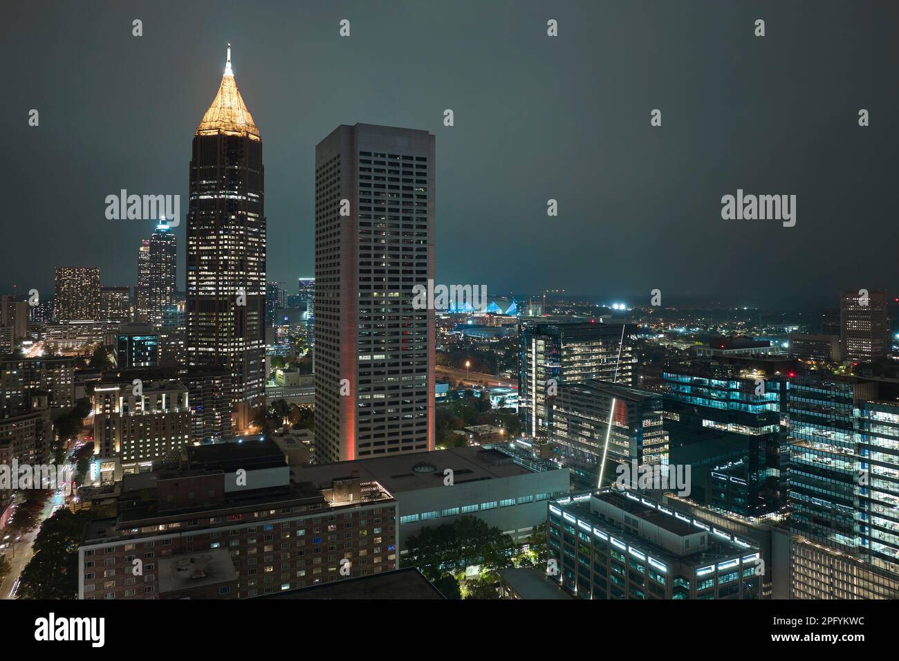 Night urban landscape of downtown district of Atlanta city in Georgia ...