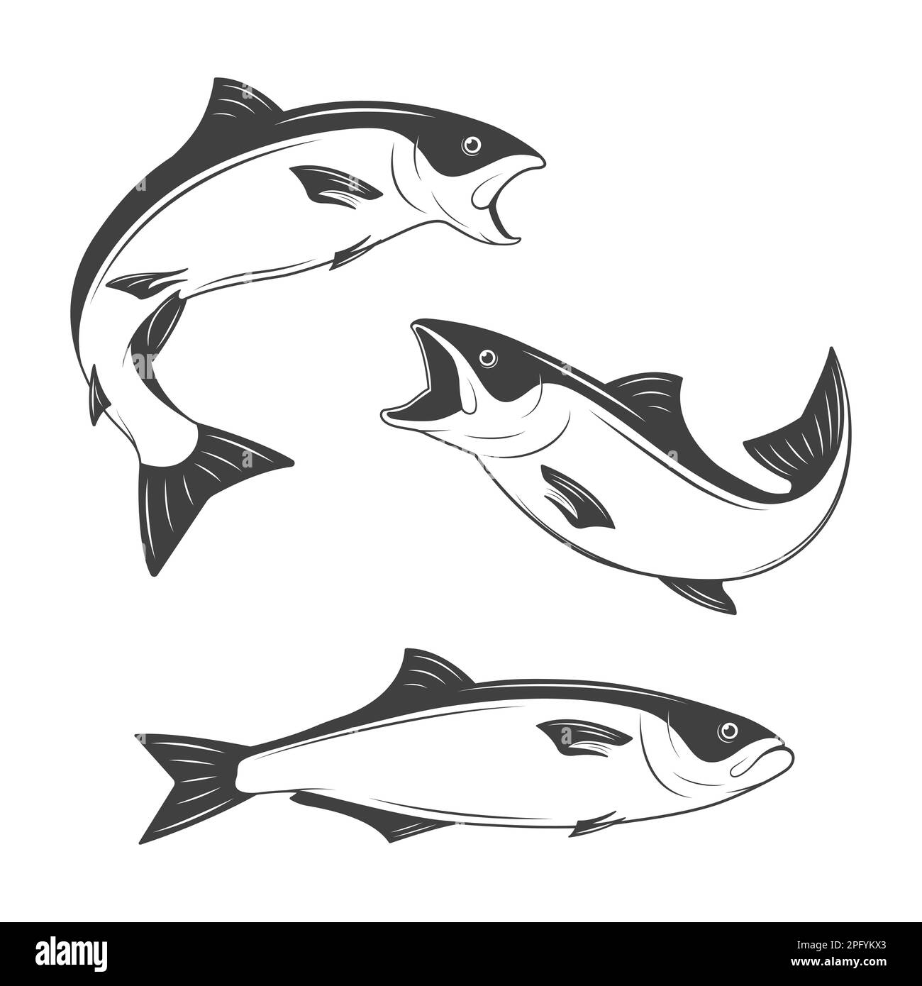 Set of monochrome vector fish Stock Vector Image & Art - Alamy