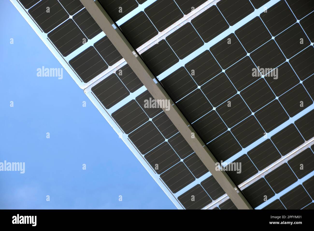 Solar photovoltaic panels mounted on metal frame for producing clean ...