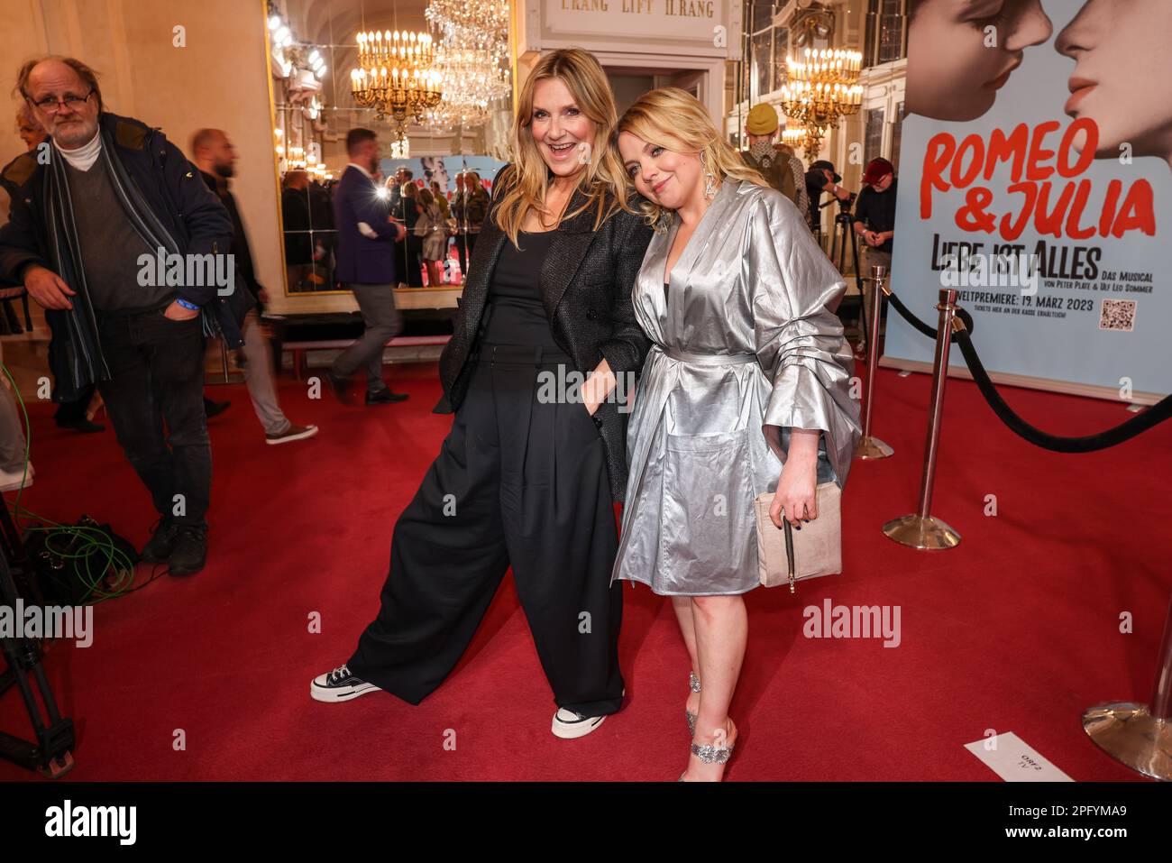 Berlin, Germany. 19th Mar, 2023. Kim Fisher (l) and Annett Louisan ...