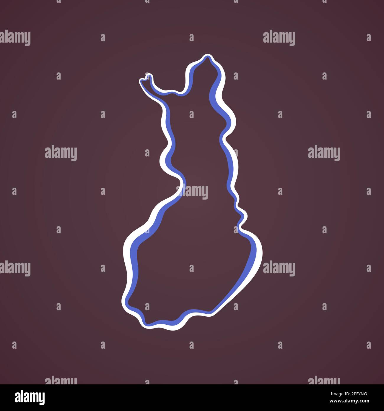 Outline map of Finland marked with ribbon in colors from the flag Stock ...