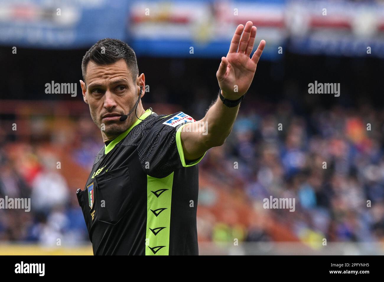 Luigi Ferraris Stadium, 19.03.23 Referee Mr. Maurizio Mariani during ...