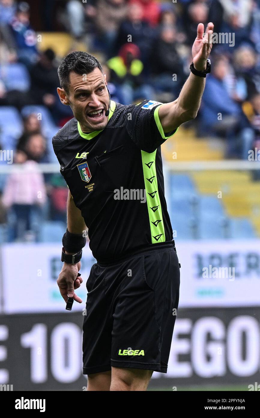 Luigi Ferraris Stadium, 19.03.23 Referee Mr. Maurizio Mariani during ...