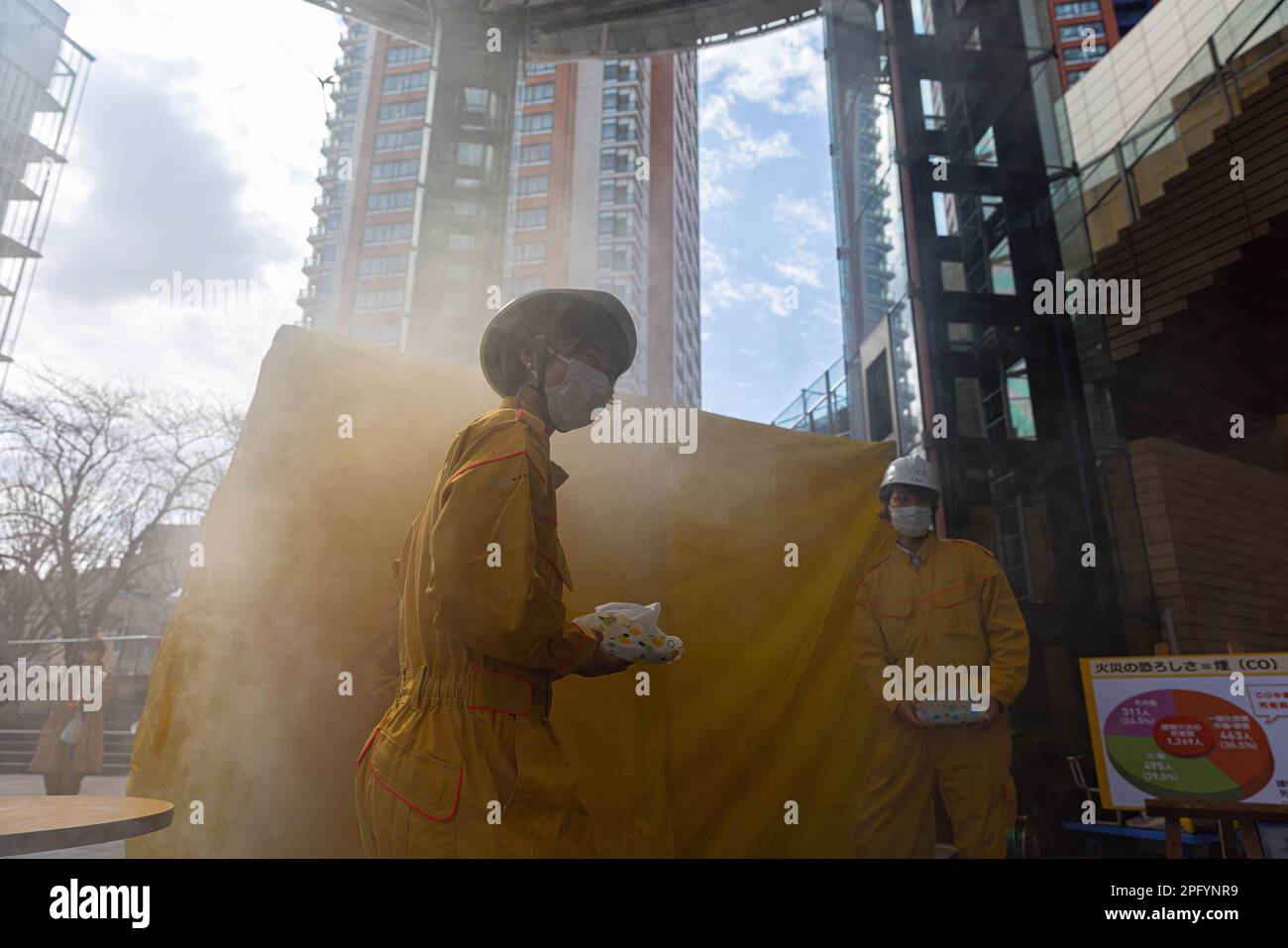 Mori Building first aid treatment diffusers seen standing next to a ...