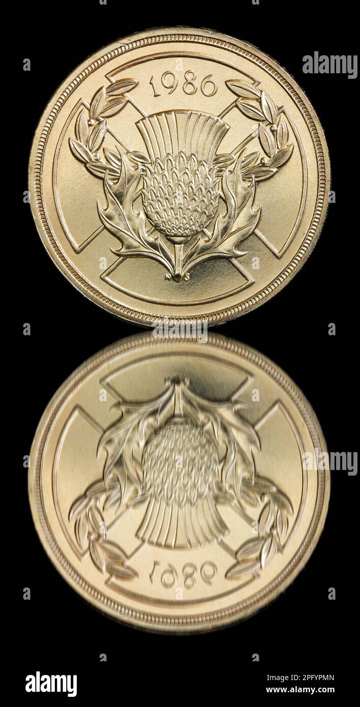 Reverse side of a 1986 £2 coin commemorating the Commonwealth Games ...