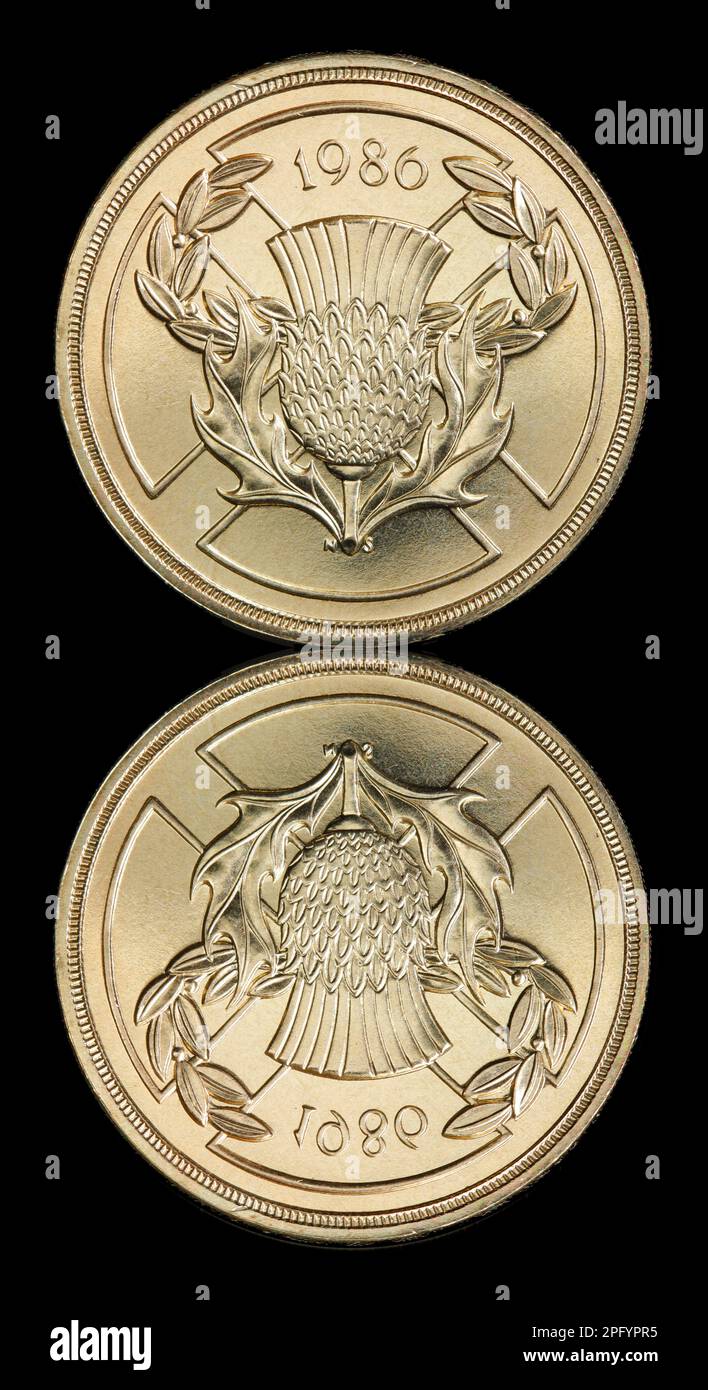 Reverse side of a 1986 £2 coin commemorating the Commonwealth Games ...