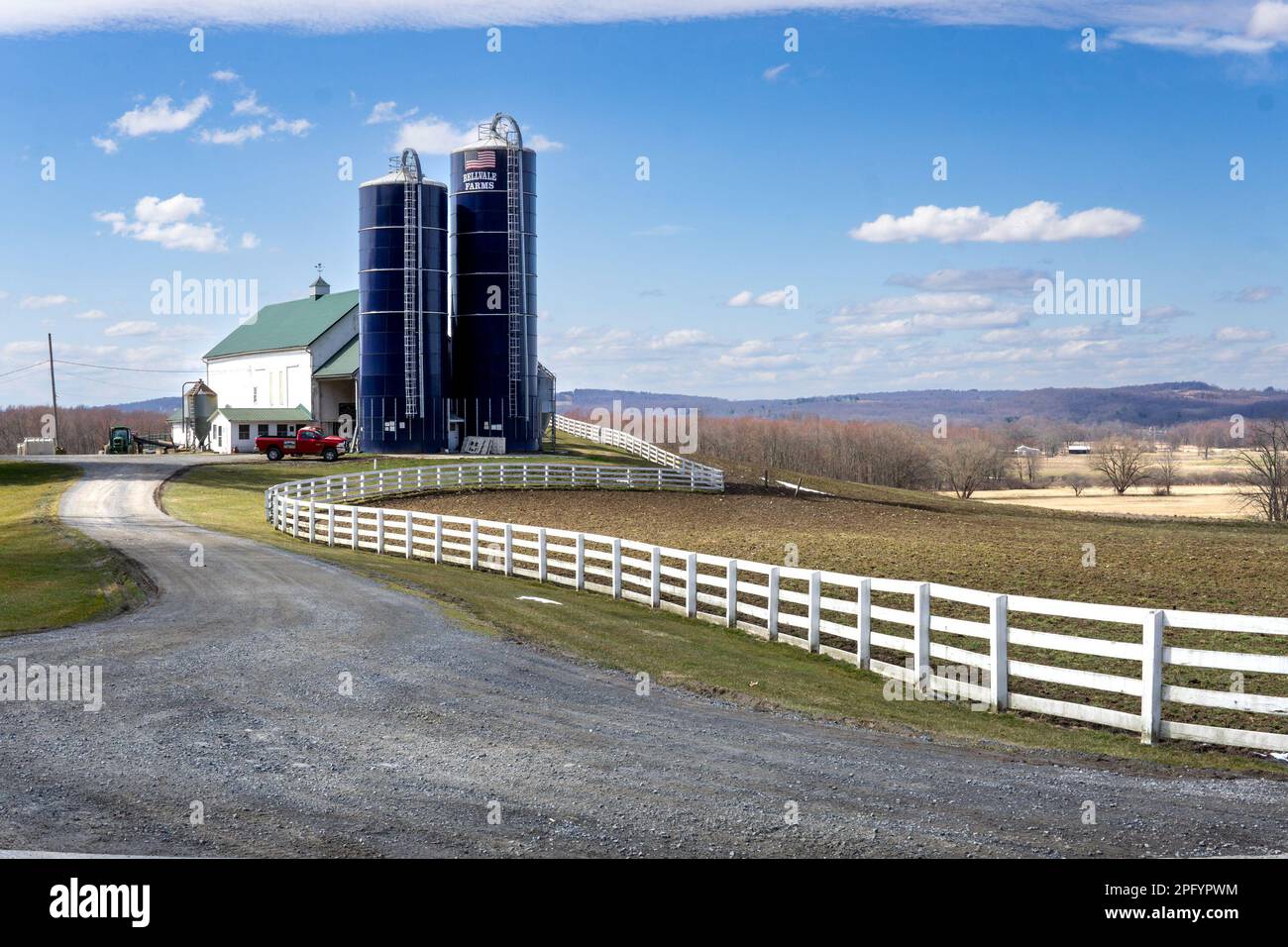 Warwick, NY - USA - March 18, 2023 Horizontal winter view of the ...