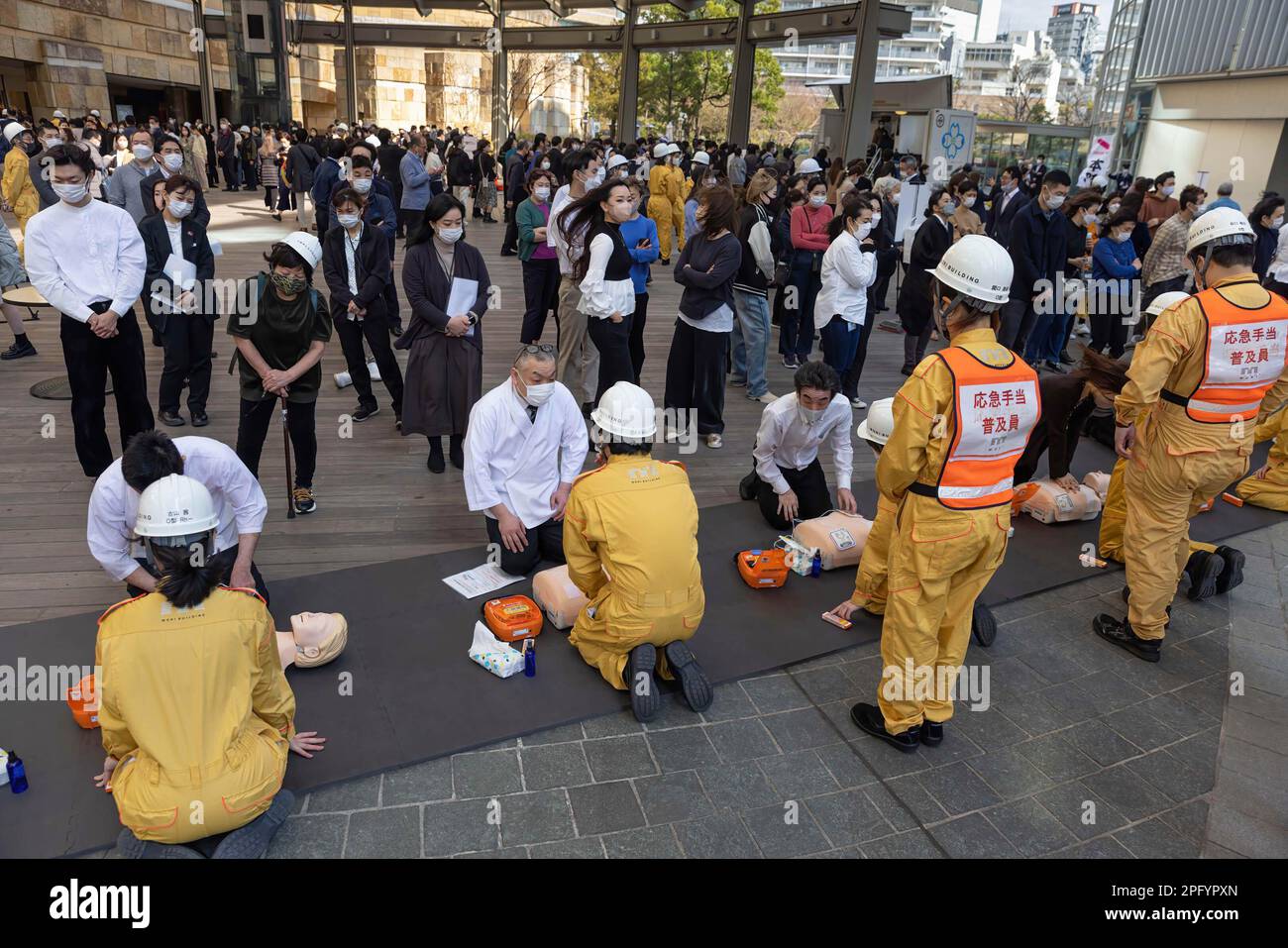 Tokyo, Japan. 10th Mar, 2023. Mori Building first aid treatment ...