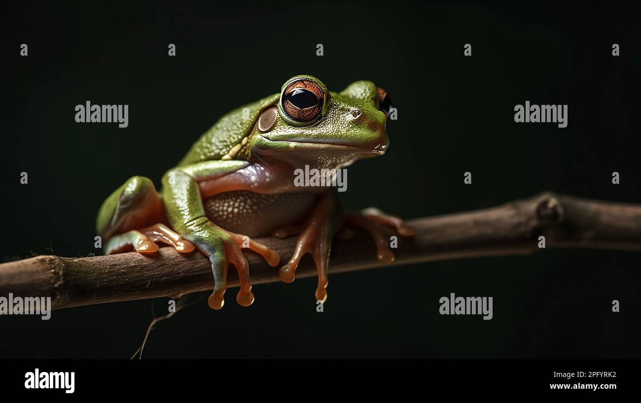 Cute little tree frog on a twig Stock Photo - Alamy