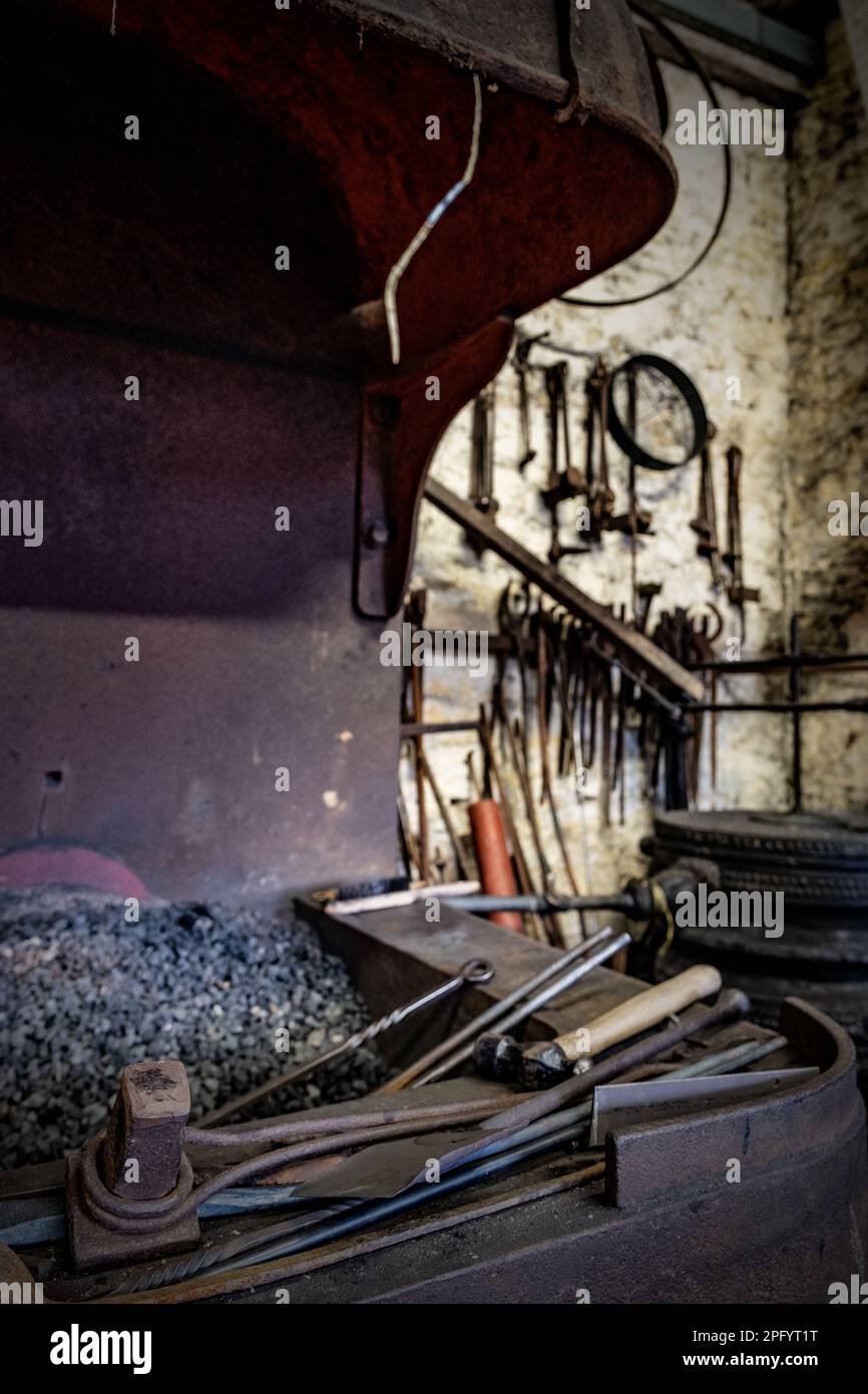 The forge fire at Combe Mill, Oxfordshire Stock Photo - Alamy