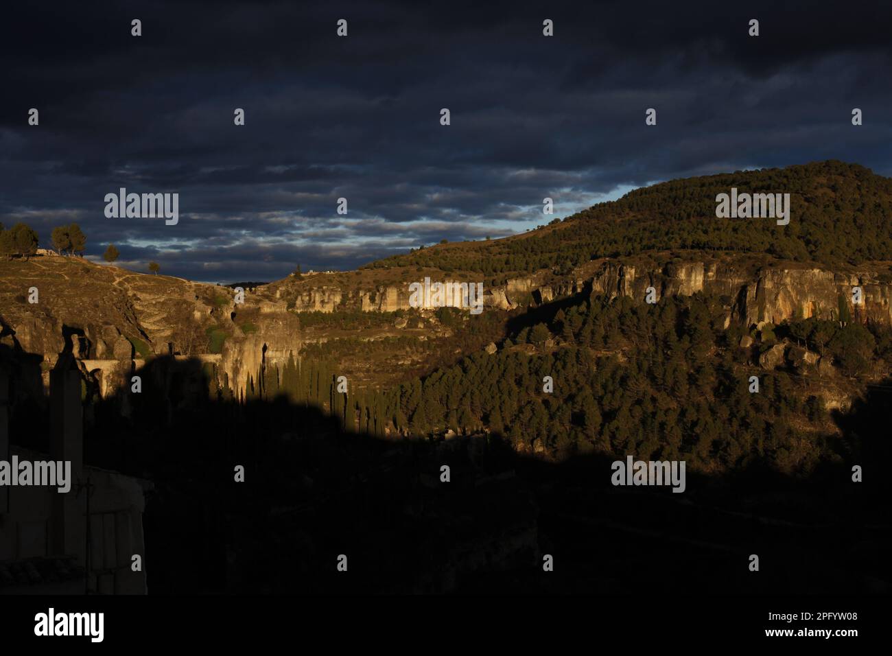 Natural landscape in front of the medieval city of Cuenca (Spain Stock ...